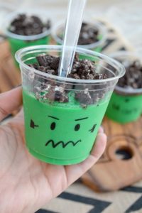 Frankenstein's Monster Pudding Cups - The Southern Halloween Queen